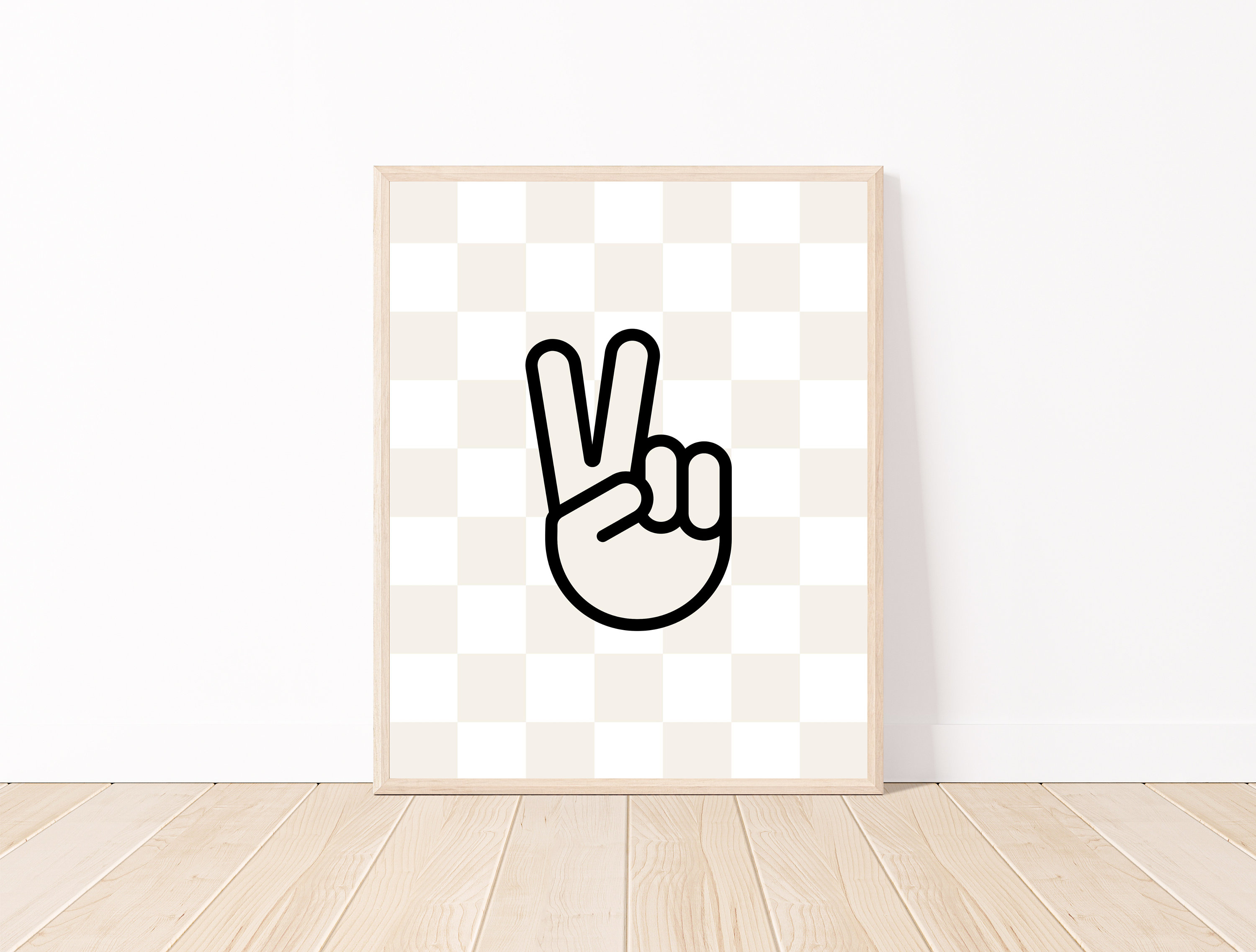Checkerboard Hand Peace Sign Printable Peace Fingers Wall - Etsy