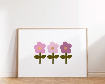 Retro Daisy Digital Print, Daisy Nursery Decor, Neutral Nursery, Hippie ...