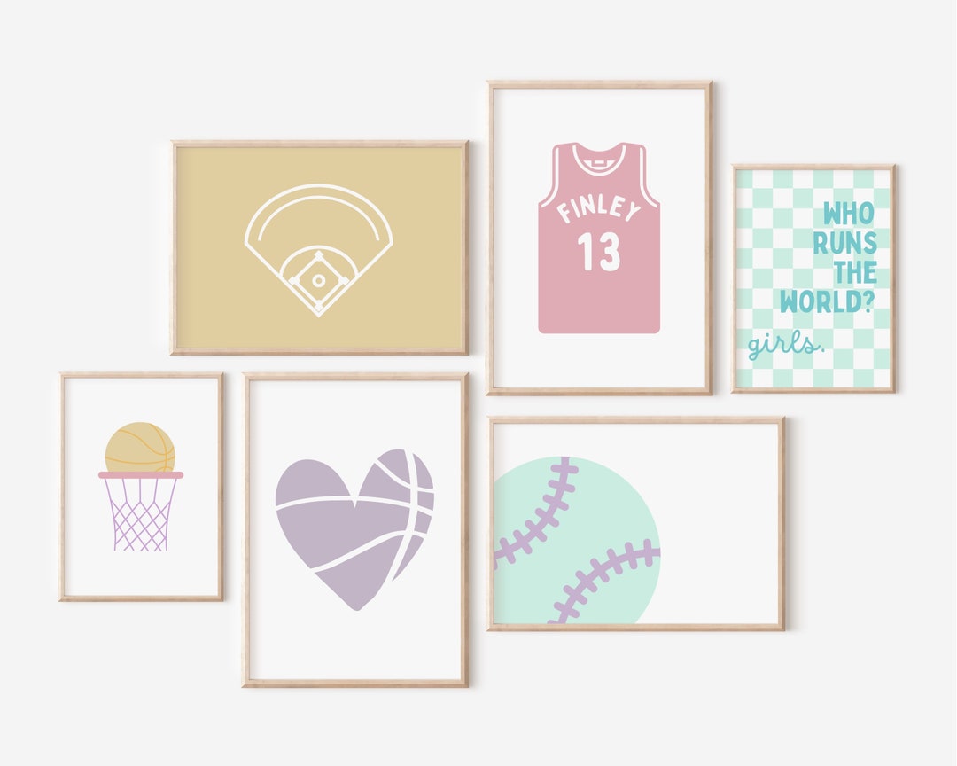 Personalized Girl Sport Set, Wall Art Set of 6 Downloadable Prints ...