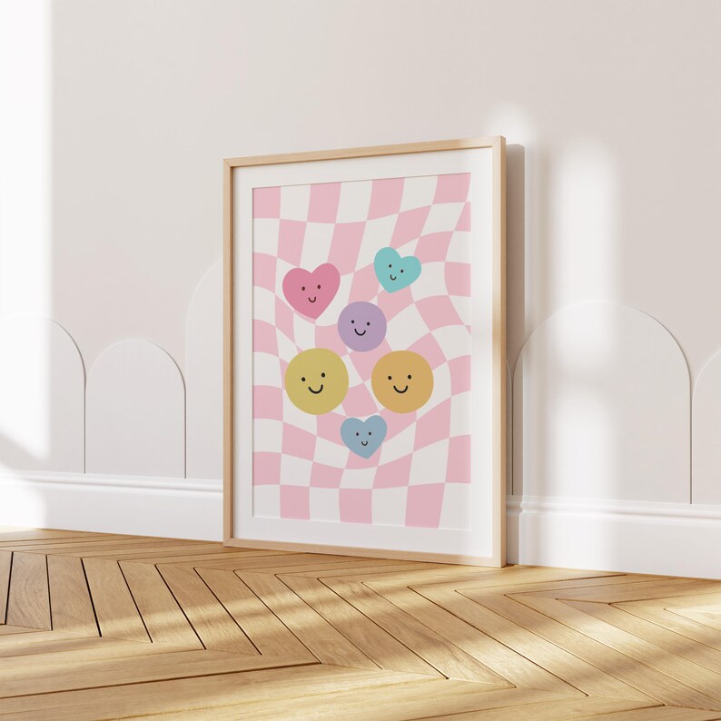 Retro Smile Face Print: Boho Kids Room Decor (digital Download) - Etsy