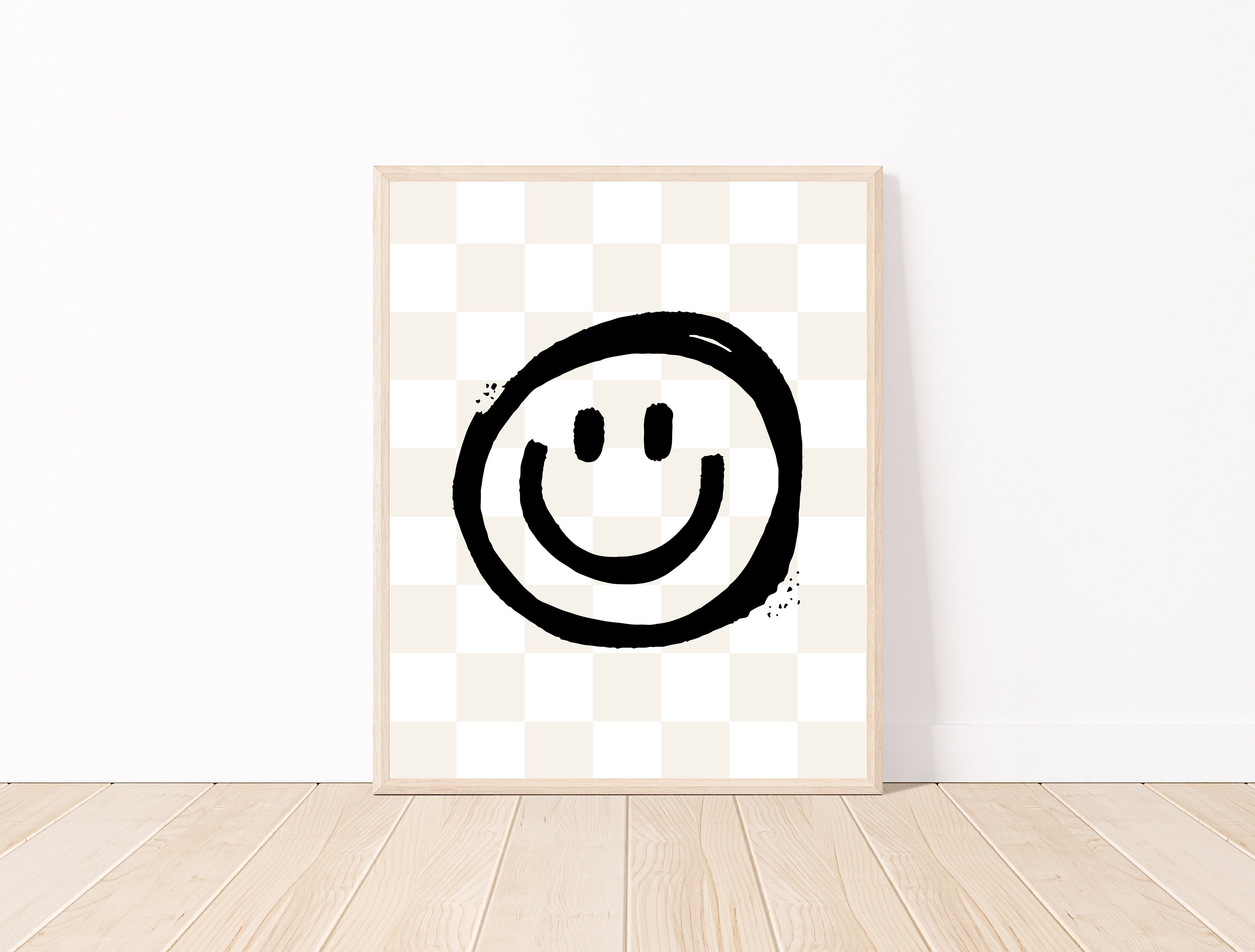 Retro Smiley Face Checkerboard Print: Kids Room Decor (digital Download ...