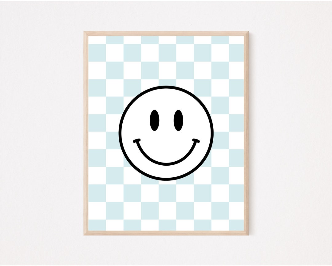 Retro Smiley Check Downloadable Print Boy Nursery Decor Kids - Etsy