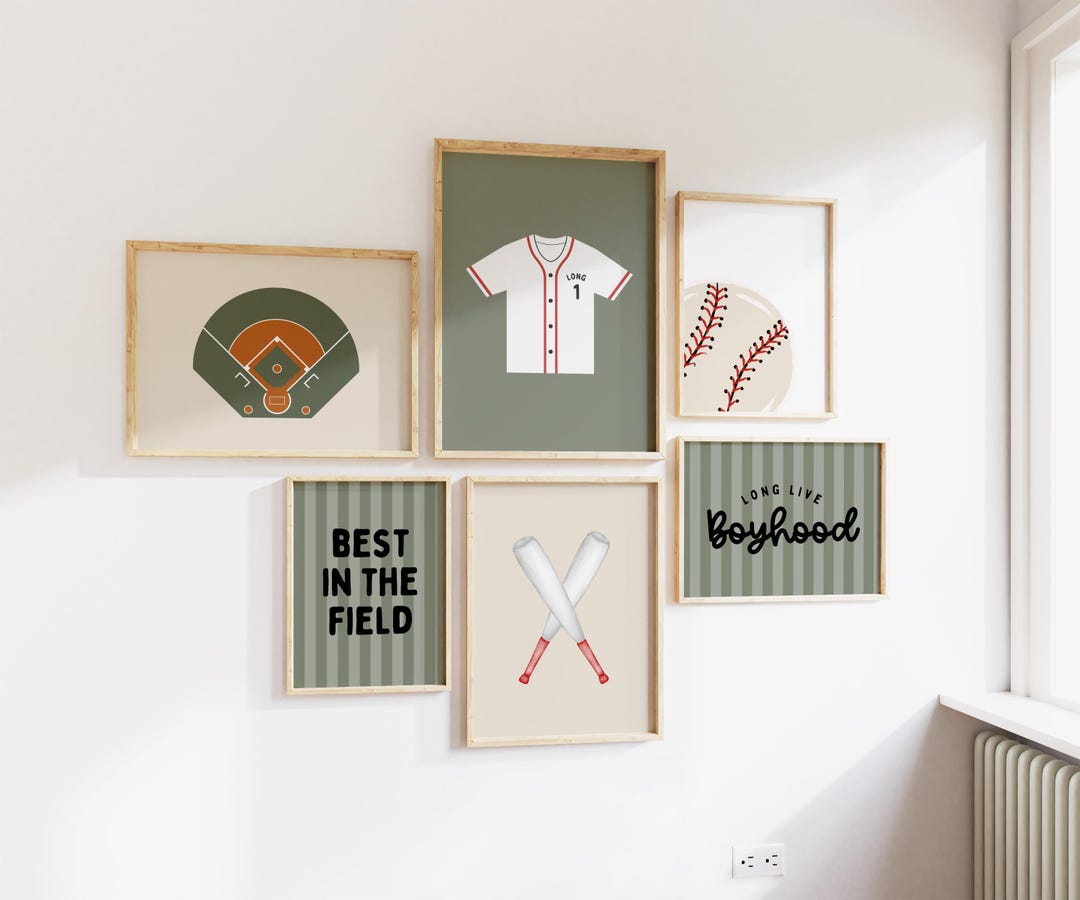 Personalized Baseball Gallery Wall Art: Custom Jersey, Boho Boy Decor ...
