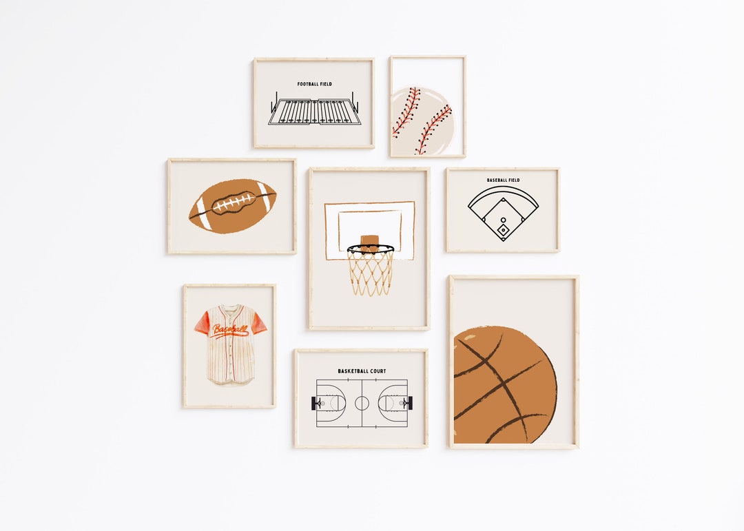Sports Gallery Wall Art Set: Baseball, Basketball, Football (digital ...