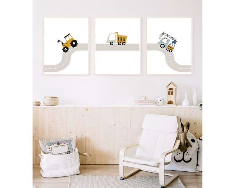 Car Nursery Art Prints: Construction Vehicle Set of 3 (PRINTABLE ...