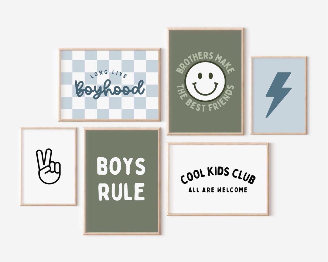 Brothers Wall Art, Sibling Room Decor, Boy Playroom Prints, Cool Kids ...
