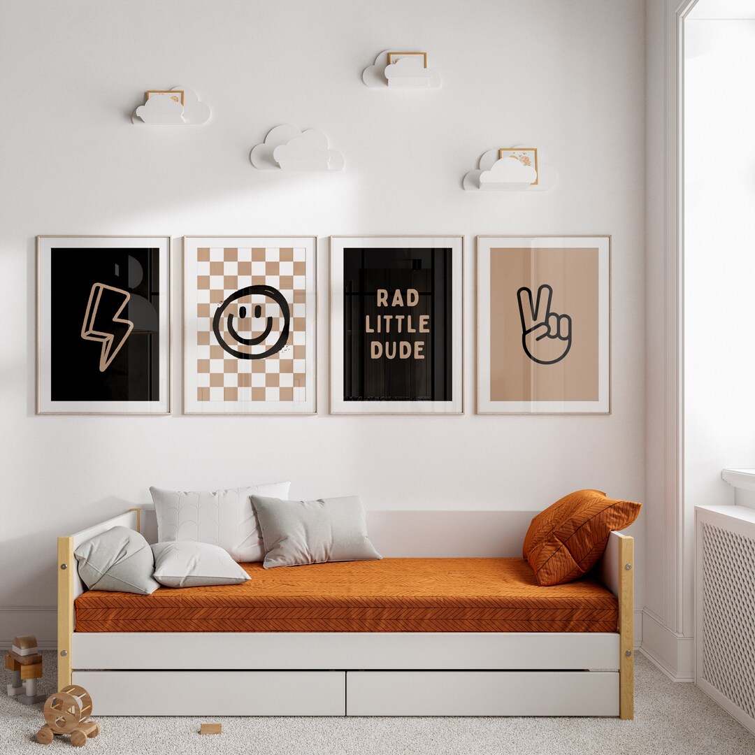 Rad Little Dude Gallery Wall Set of 4 Downloadable Prints, Retro Smile ...