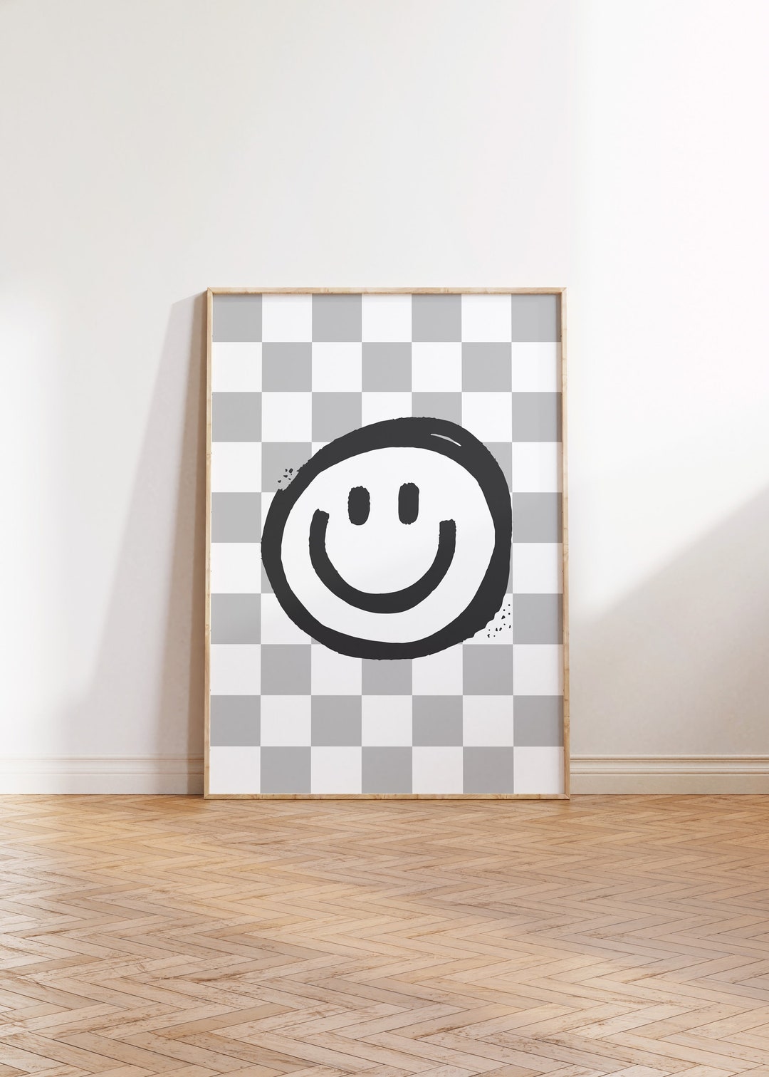 Checkerboard Smile Face, Retro Smile, Boys Wall Art Printable, Smile ...