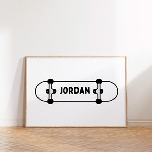 Personalized Name Rad Little Dude Skateboard Gallery Wall Set of 6 ...