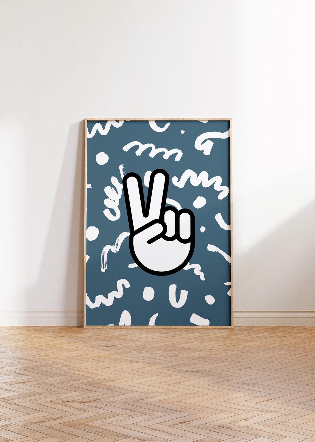Peace Sign Print, Hand Illustration Art, Printable Wall Art, Peace ...
