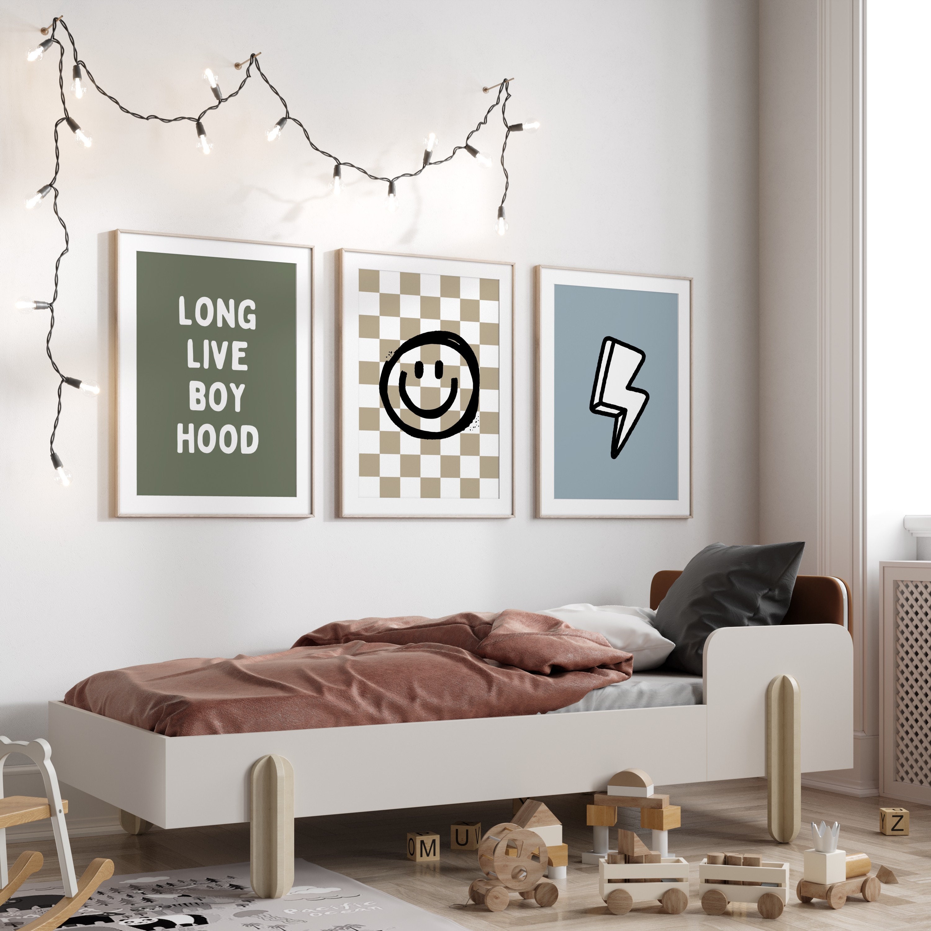 Brothers Cool Kids Club Gallery Wall Set of 3 Prints, Retro Smile Face ...
