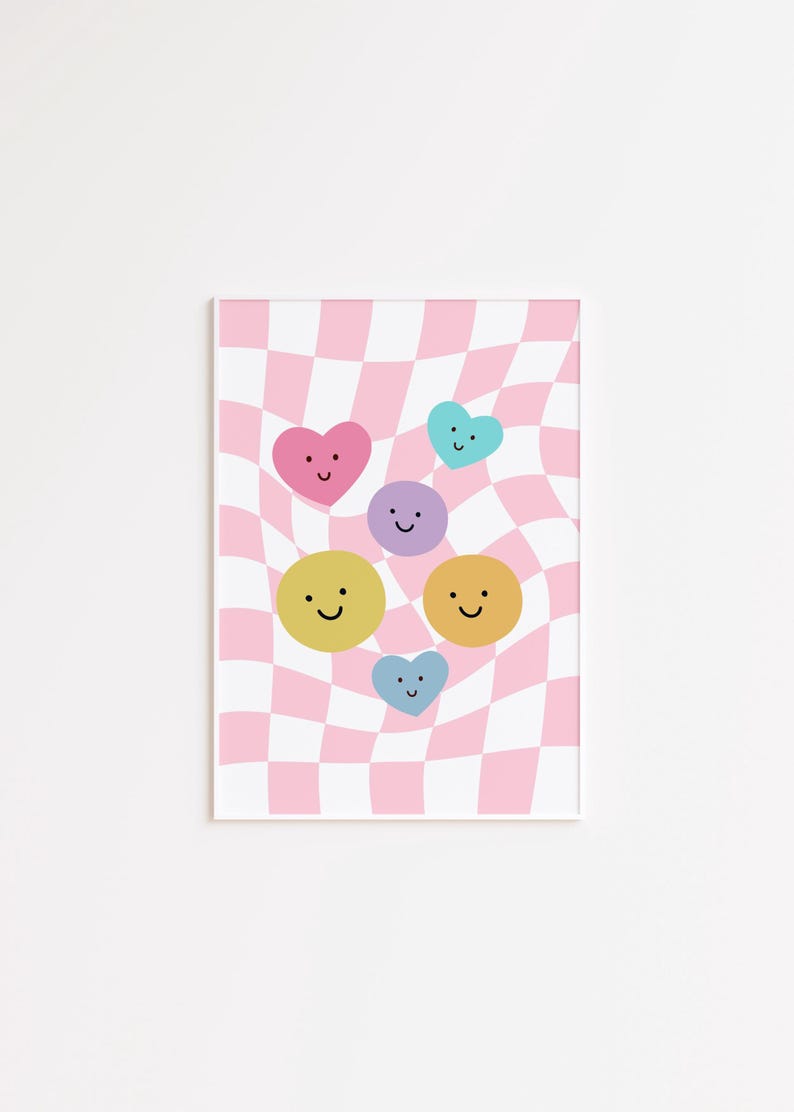 Retro Smile Face Print: Boho Kids Room Decor (digital Download) - Etsy
