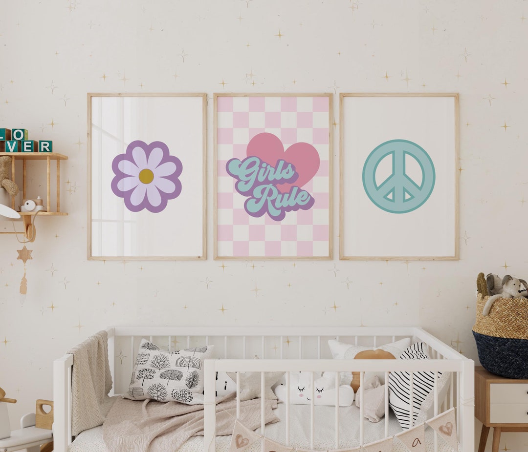 Girls Rule Wall Art Set or 3, Girls Room, Girls Bedroom, Playroom Print ...