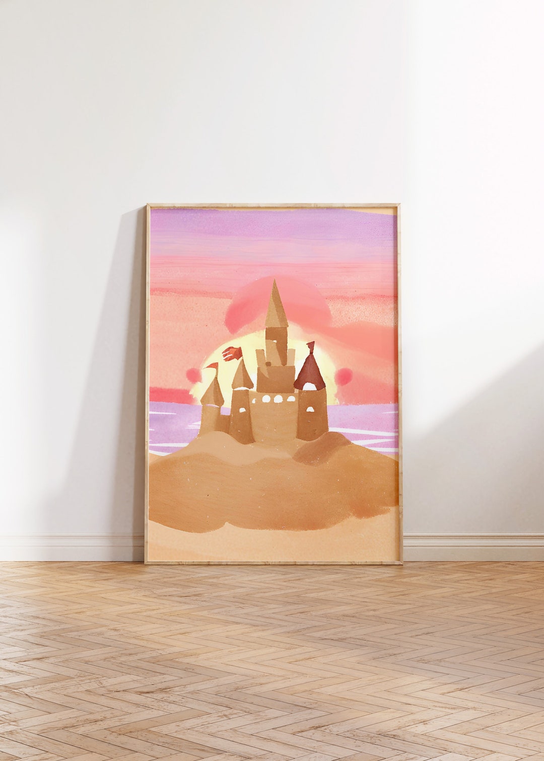 Beach Sandcastle Wall Art, Boho Poster, Room Decor Aesthetic, Ocean ...