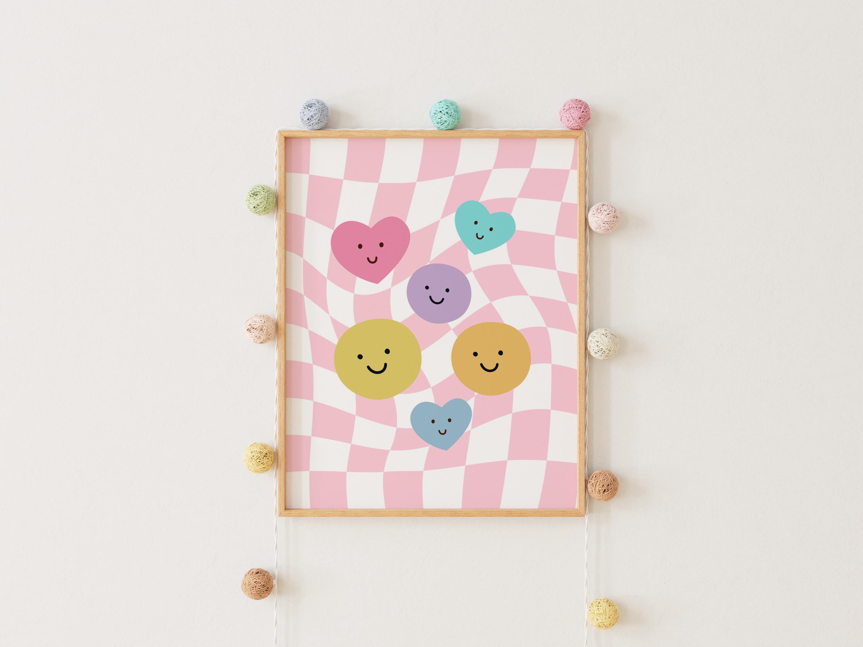 Retro Smile Face Print: Boho Kids Room Decor (digital Download) - Etsy