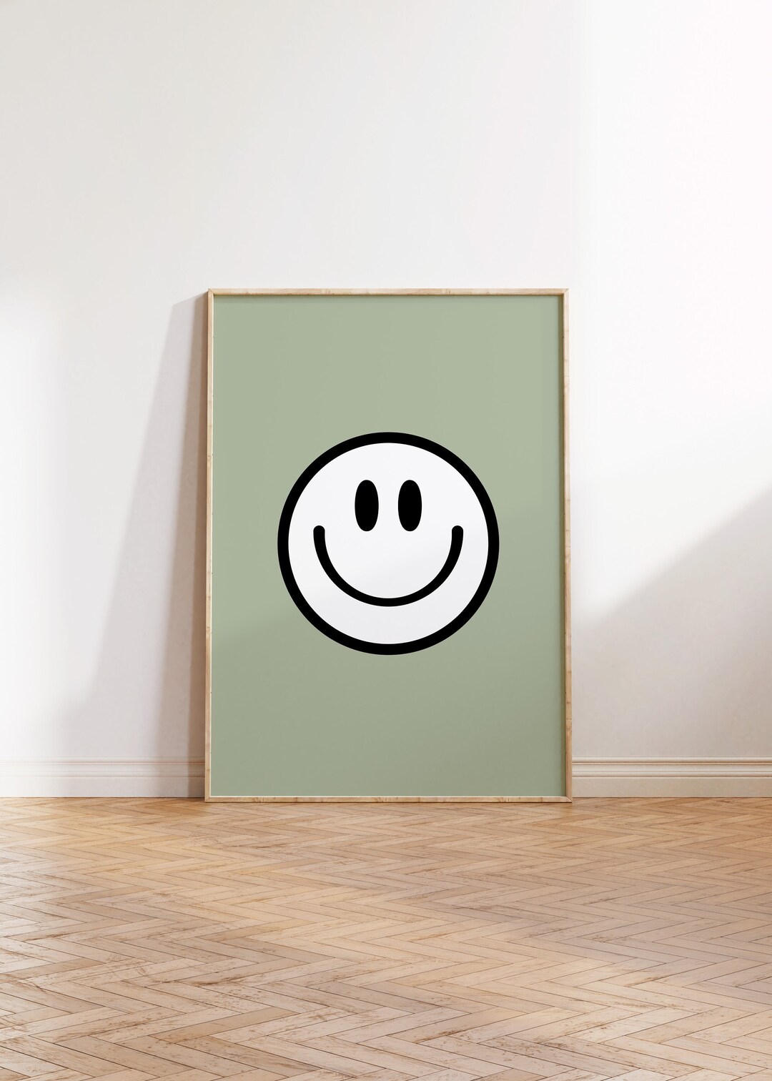 Olive Green Smile Face, Retro Smile, Boys Wall Art Printable, Smile ...