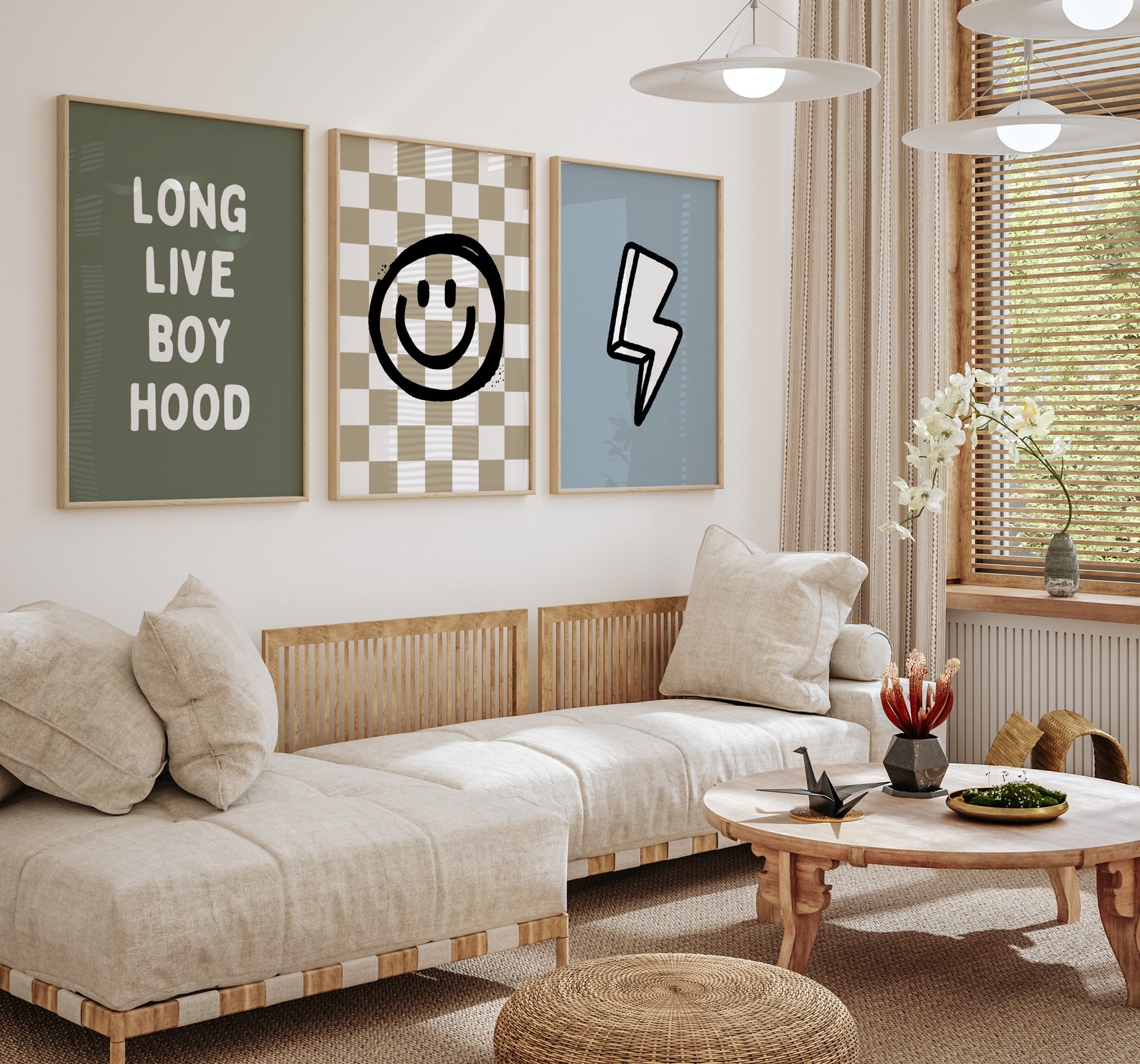 Brothers Cool Kids Club Gallery Wall Set of 3 Prints, Retro Smile Face ...