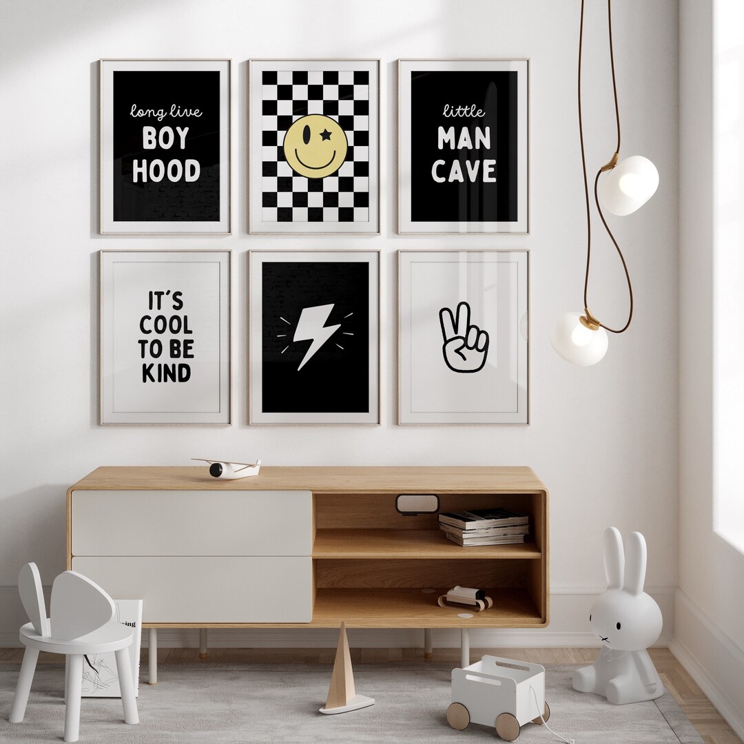 Retro Smile Gallery Wall Set of 6 Long Live Boyhood Downloadable Prints ...