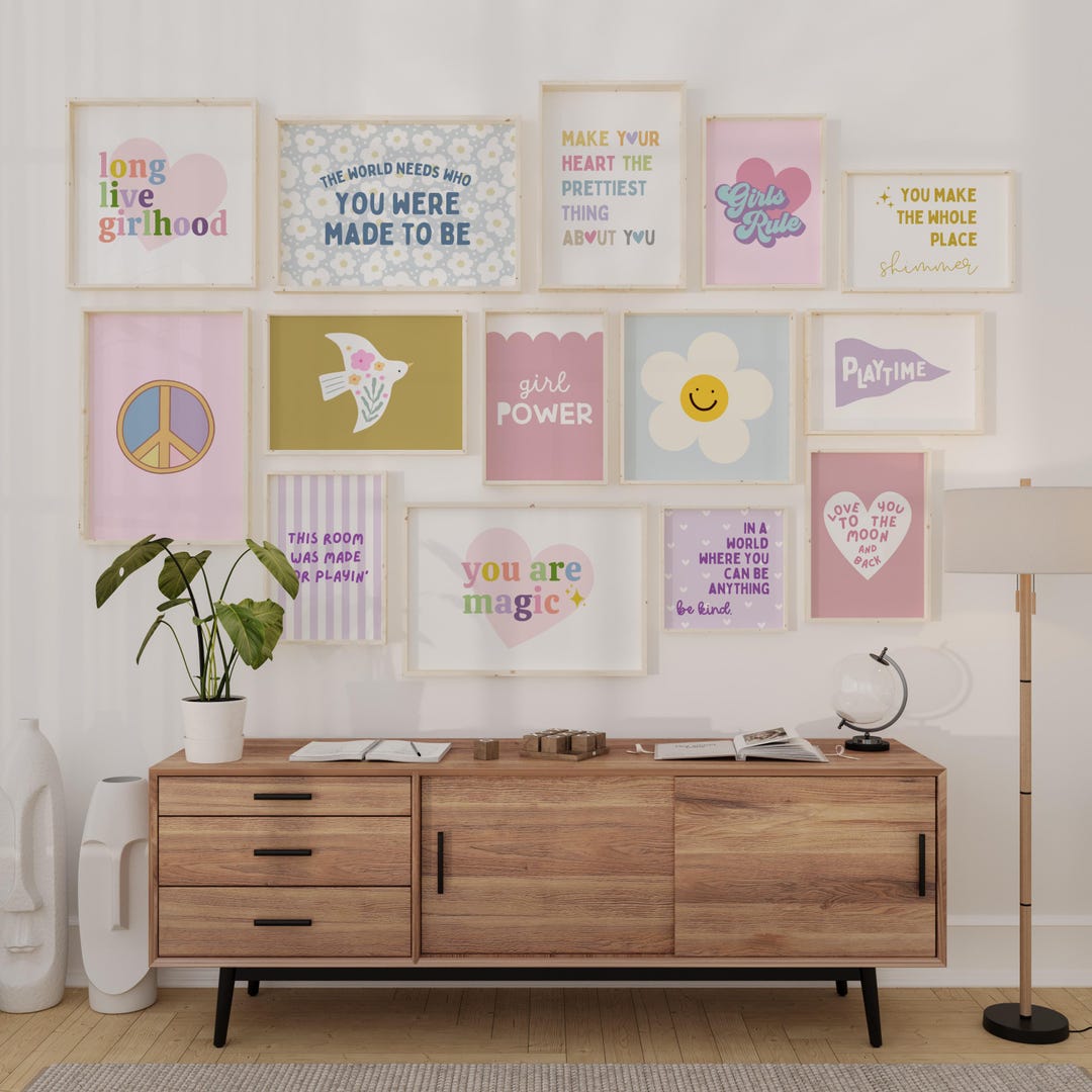Positive Affirmation Girls Wall Art Set: Playroom Decor (digital ...
