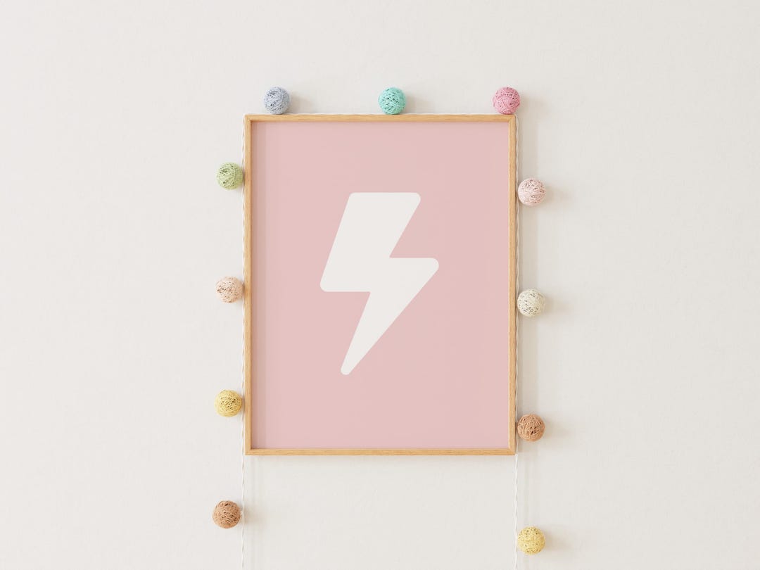 Pink Lightning Print, Printable Wall Art, Lightning Bolt Poster, Pink ...