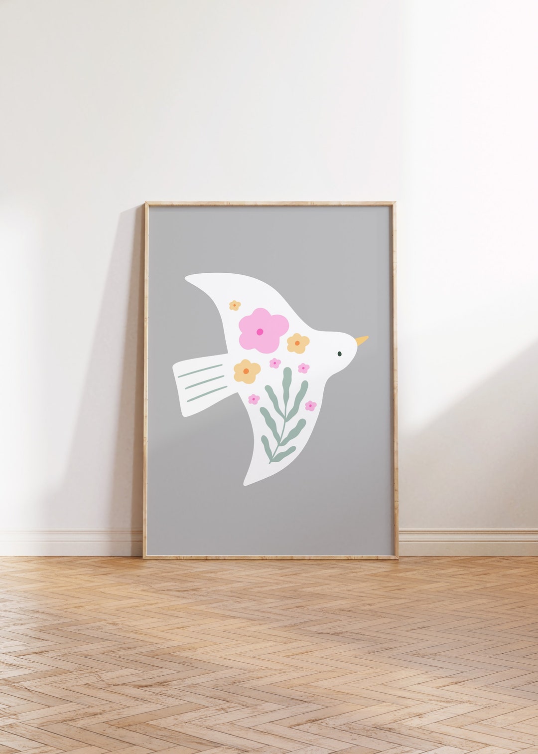 Boho Little Bird Wall Art, Minimalist Bird Print, Bird Nursery Art ...