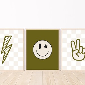 Peace Sign Smile Lightning Gallery Wall Set of 3 Downloadable Prints ...