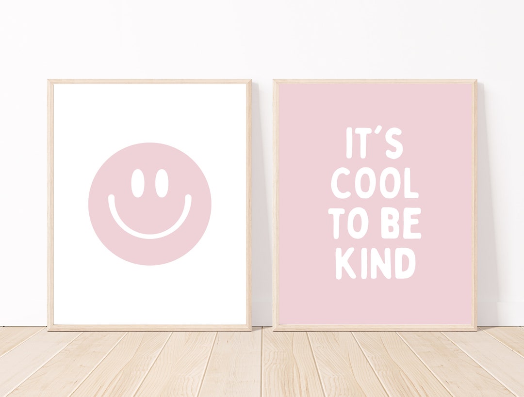Retro Smile Face Print Set It's Cool to Be Kind Print - Etsy
