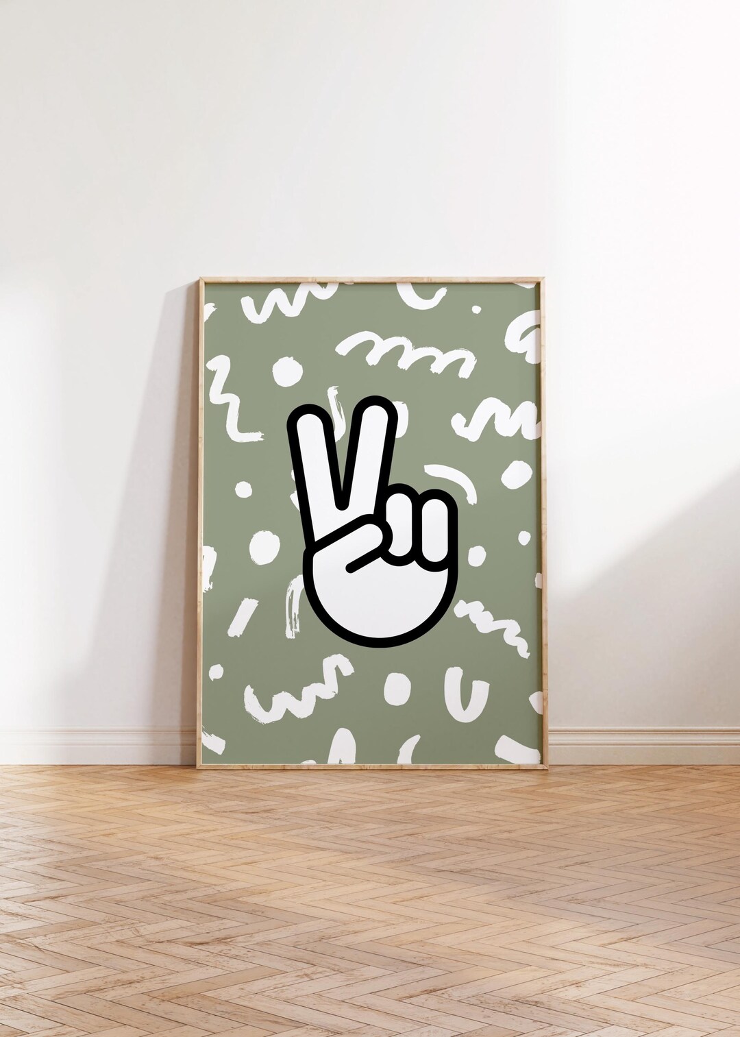 Peace Sign Print, Hand Illustration Art, Printable Wall Art, Peace ...
