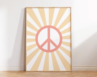Peace Sign Digital Print, Neutral Wall Art, Neutral Nursery Art, Cute ...