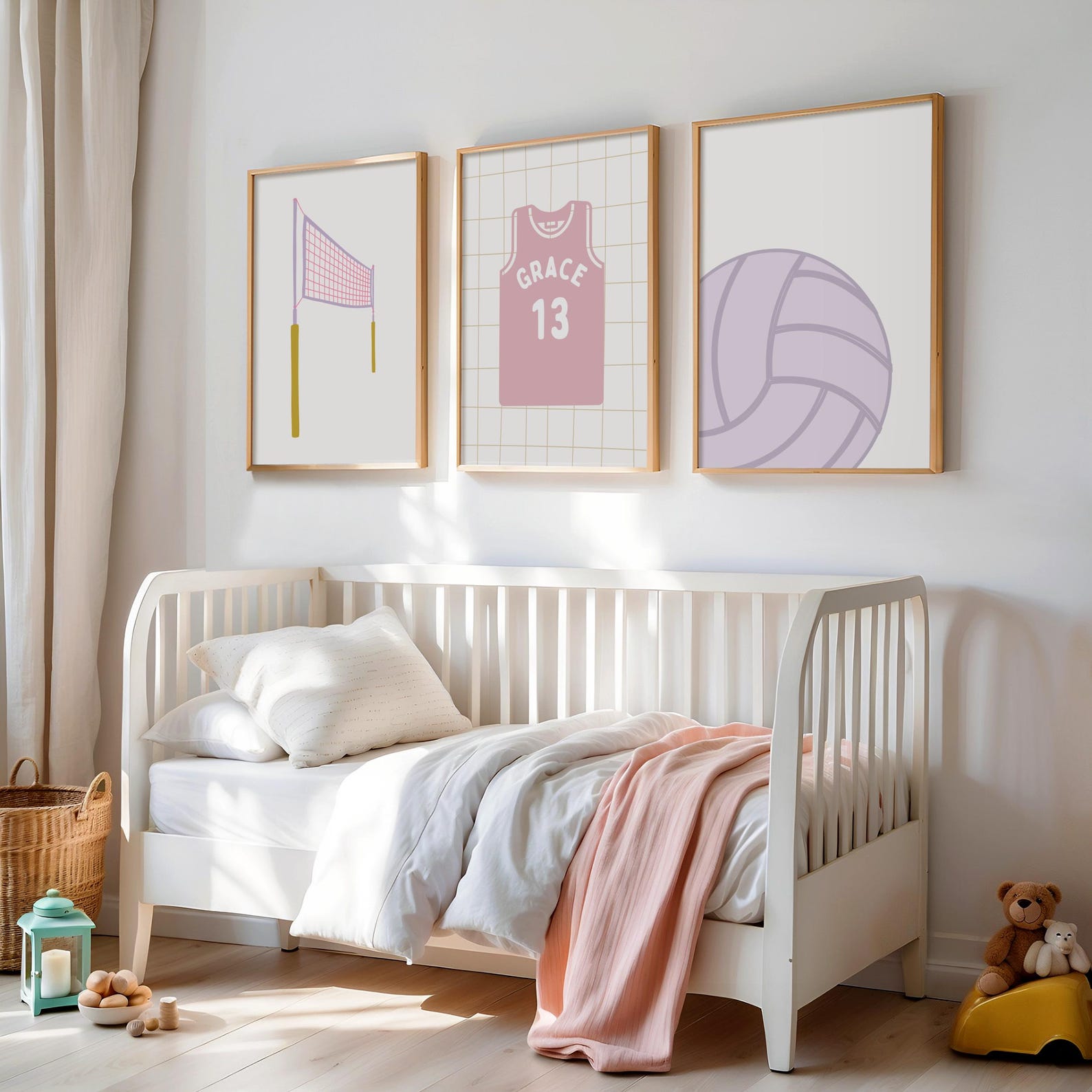 Personalized Volleyball Wall Art Set: Girl's Room Decor (digital ...