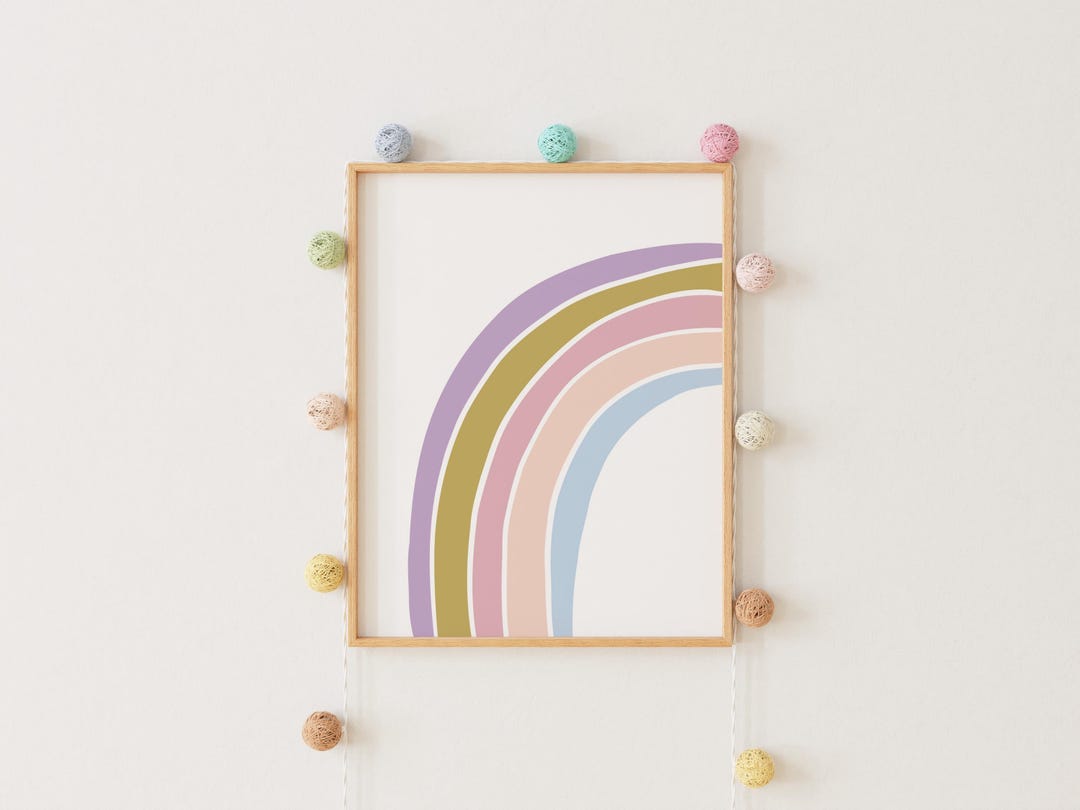 Boho Rainbow Print, Boho Rainbow Nursery Wall Art Colorful Rainbow Wall ...