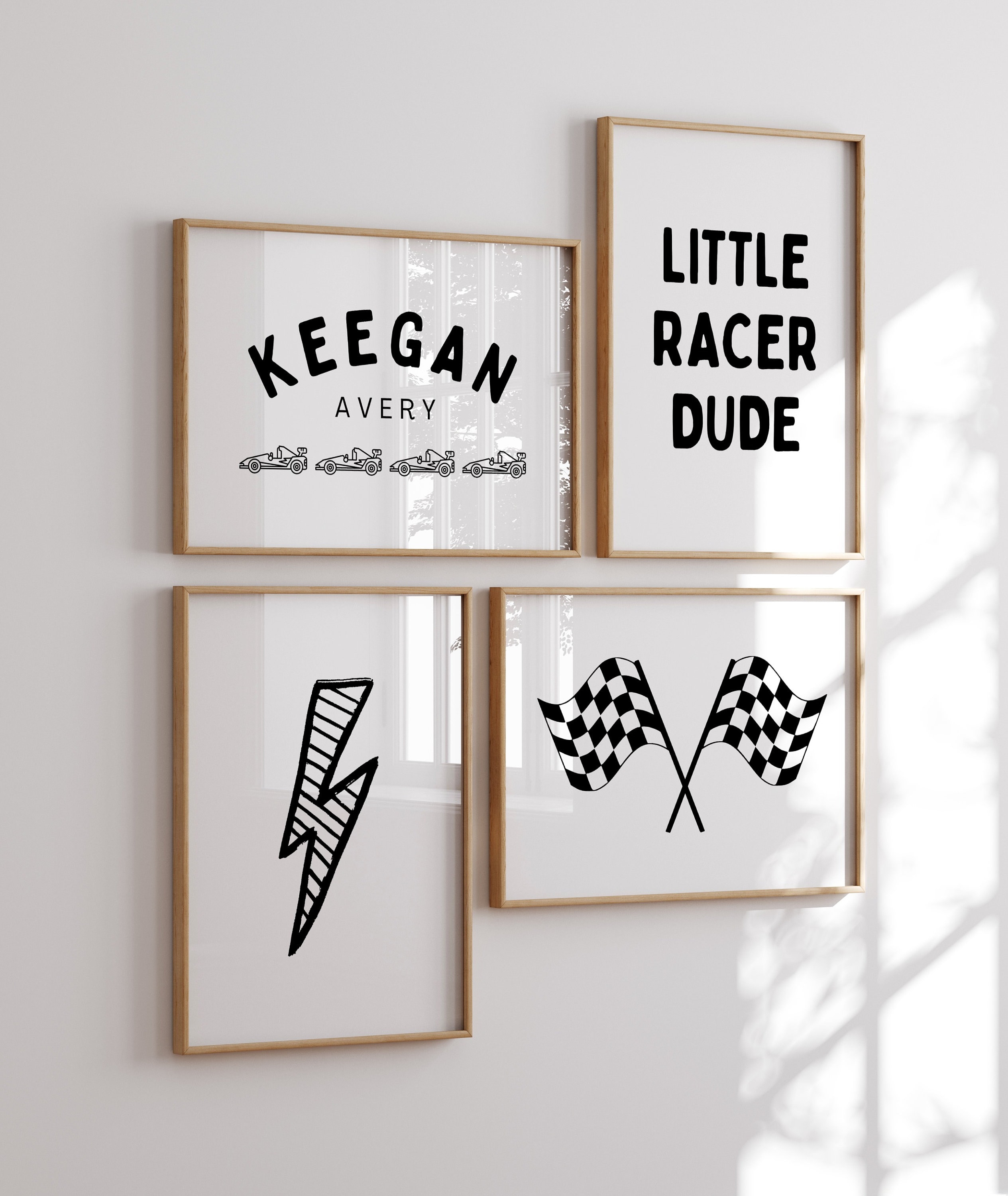 Personalized Race Car Name Print Set: Boy's Room Decor (digital ...