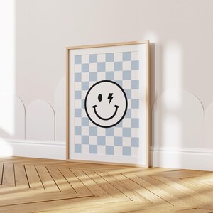 Retro Smile Check Downloadable Print, Boy Nursery Decor, Kids Room ...