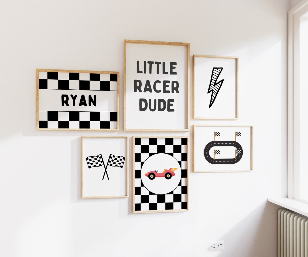 Personalized Name Race Car Little Dude Boy Gallery Wall Set - Etsy