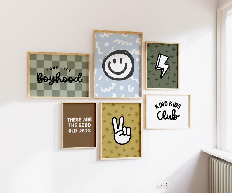 Boys Printable Wall Art | Smile Face & Boyhood Quote Set | Fun Digital ...
