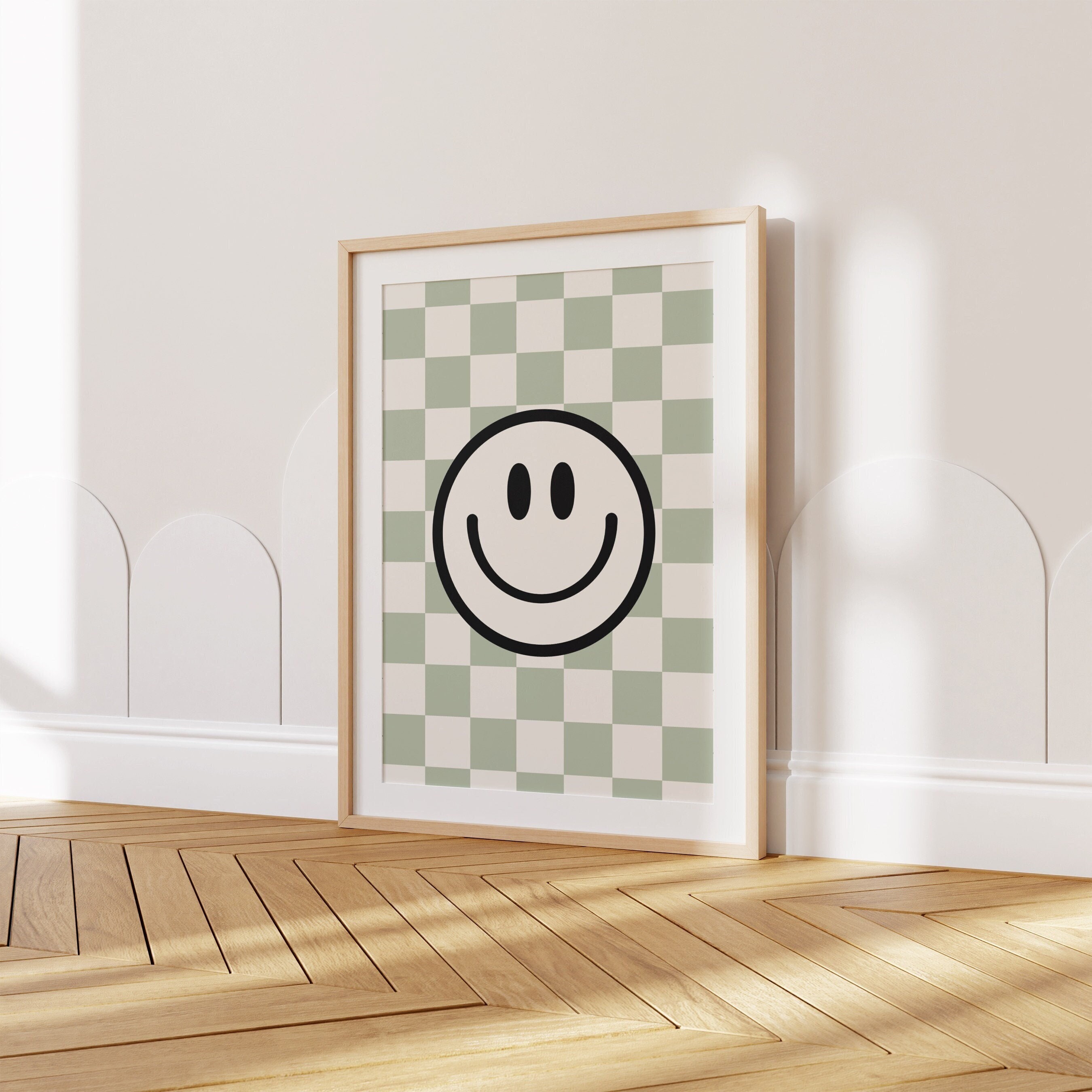 Checkerboard Smile Face Retro Smile Boys Wall Art Printable - Etsy