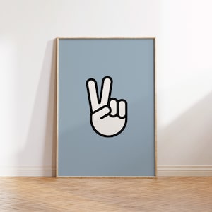 Peace Sign Print: Med Blue Kids Wall Art (digital Download) - Etsy