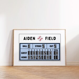 Personalized Baseball Scoreboard Print: Kids Game Room Decor (digital ...