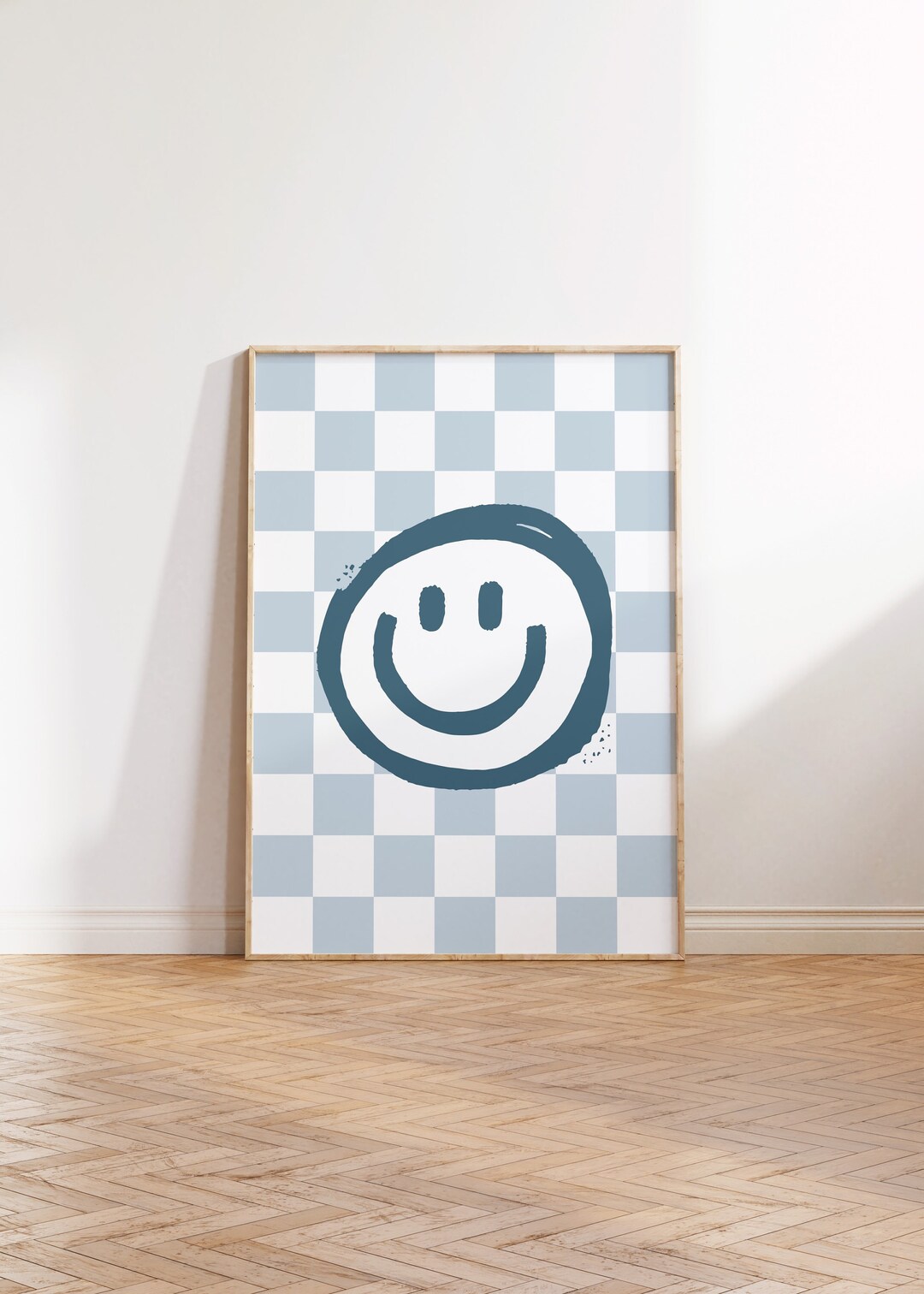 Retro Smile Face Print, Kids Wall Art, Modern Playroom Art, Boho ...