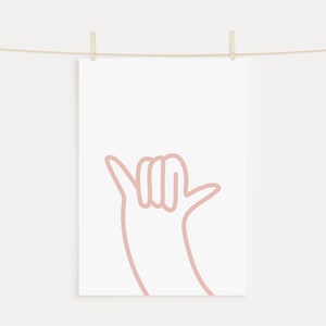 Shaka Hand Wall Art Downloadable Print, Beachy Girls Room Decor, Boho ...