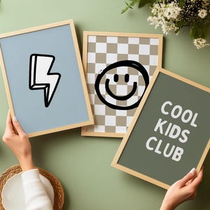 Brothers Cool Kids Club Gallery Wall Set of 3 Prints, Retro Smile Face ...