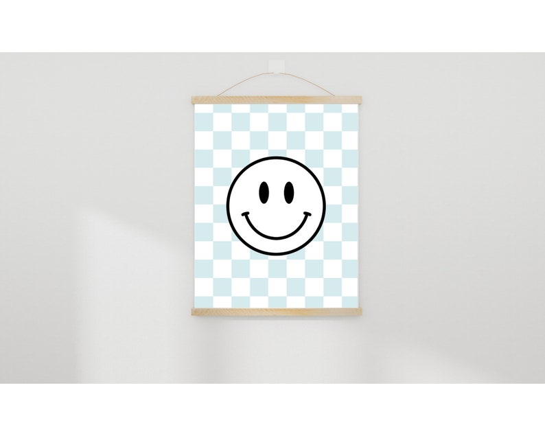 Retro Smiley Check Downloadable Print Boy Nursery Decor Kids - Etsy