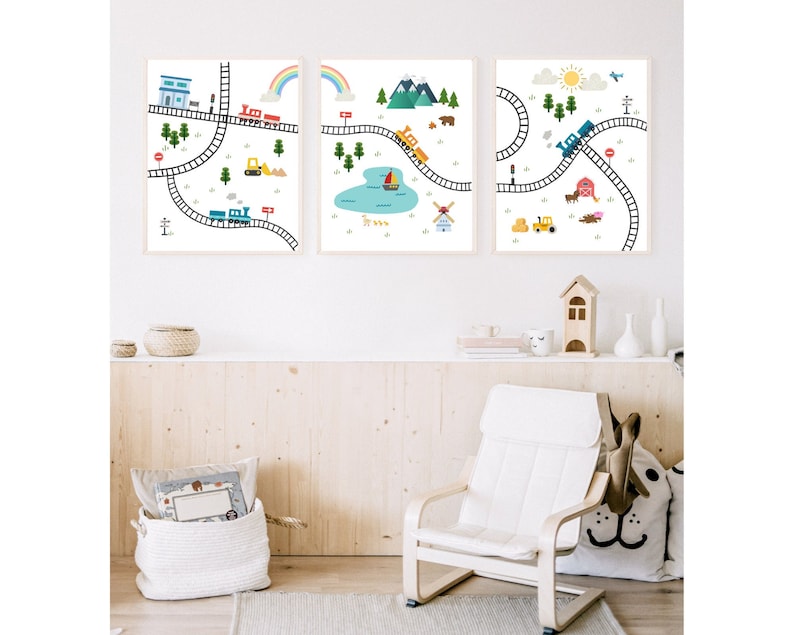 Train Art Print Train Print Set Train Print for Nursery - Etsy