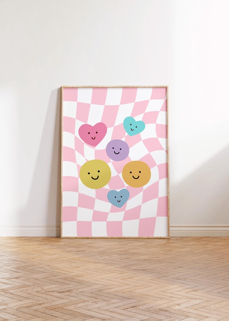 Retro Smile Face Print: Boho Kids Room Decor (digital Download) - Etsy