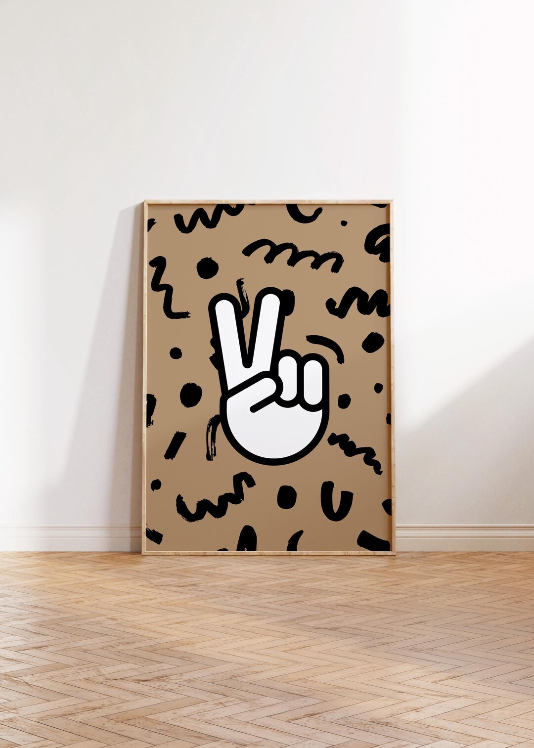 Peace Sign Print, Hand Illustration Art, Printable Wall Art, Peace ...
