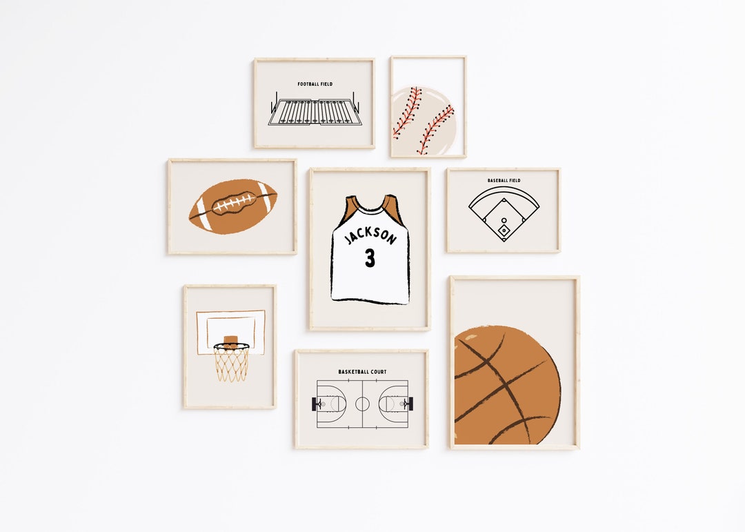 Personalized Sport Set Gallery Wall Art Set of 8 Downloadable - Etsy