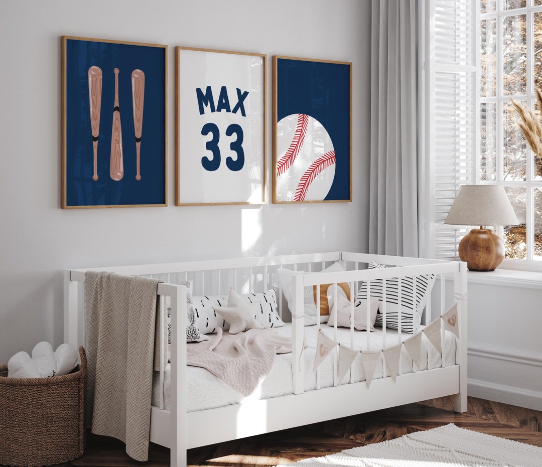 Navy Baseball Nursery Prints: Personalized Boy Room Decor (digital ...