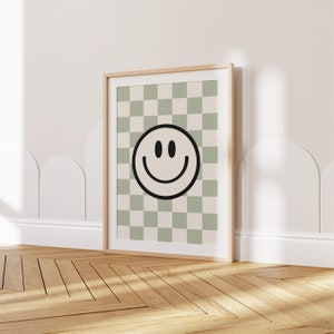 Checkerboard Smile Face, Retro Smile, Boys Wall Art Printable, Smile ...