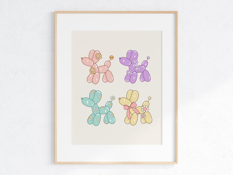 Balloon Dog Print Cute Dog Print, Dog Poster, Dog Wall Art, Bobo Kids ...