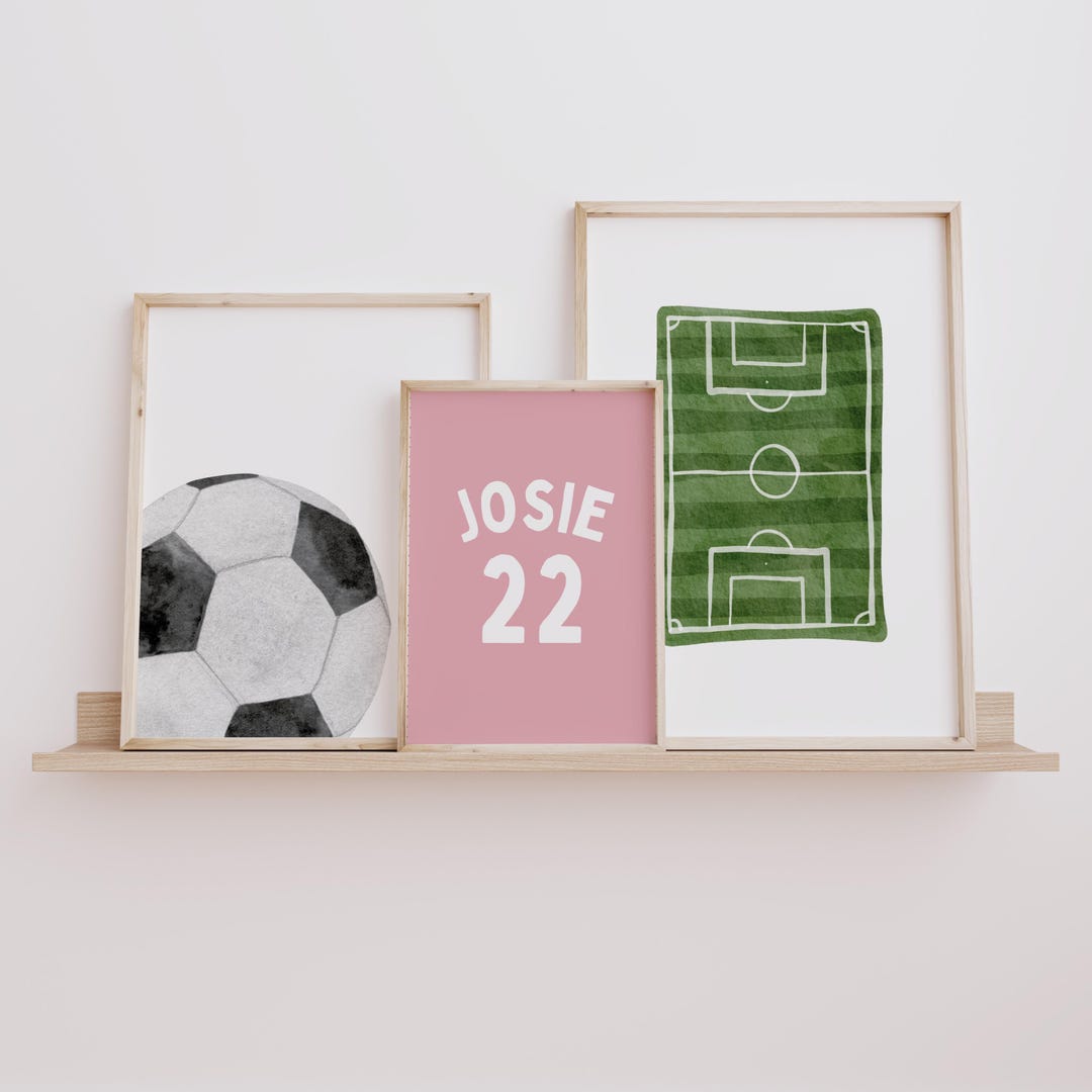 Personalized Girl Soccer Wall Art Set: Sport Playroom Decor (digital ...